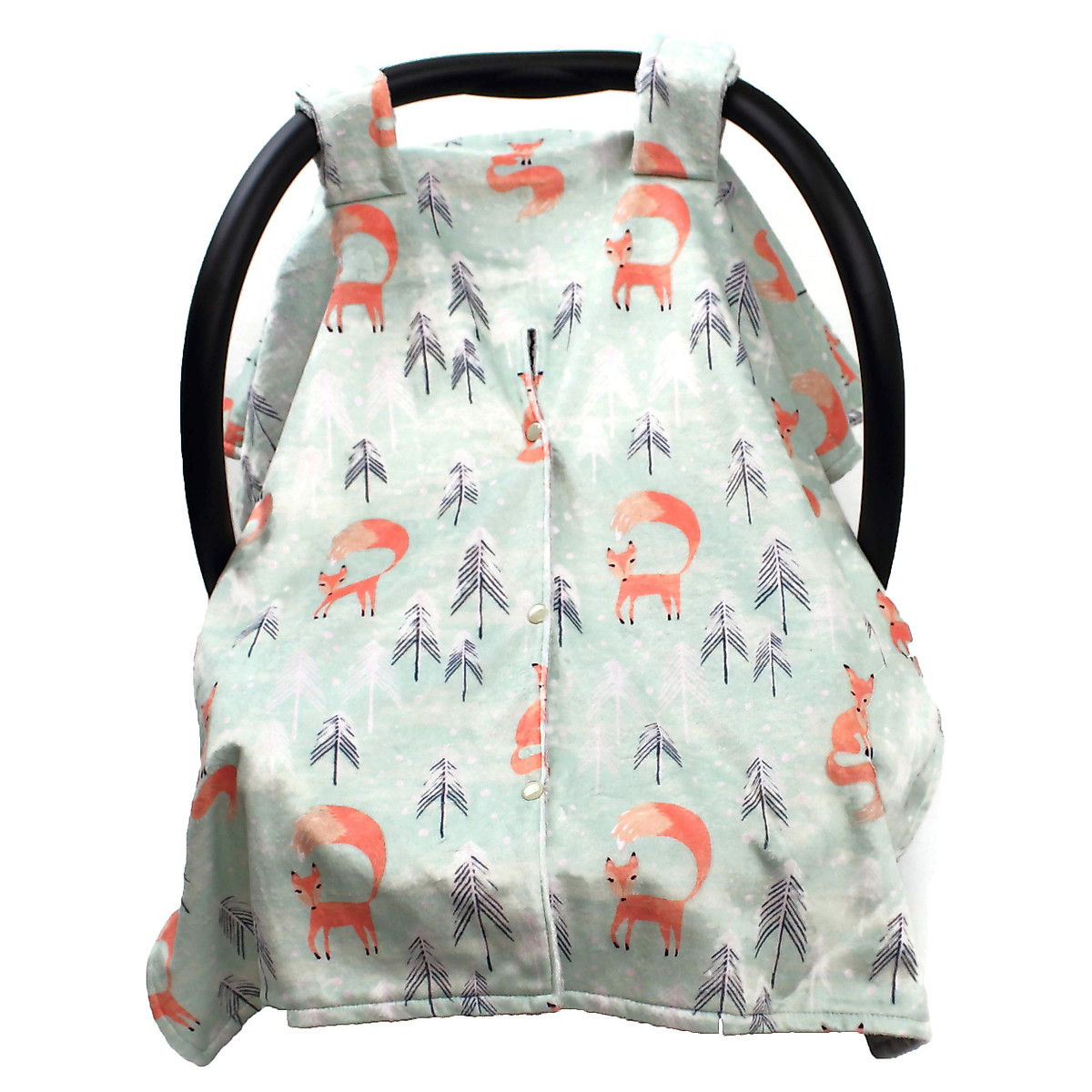 Dear Baby Gear Deluxe Car Seat Canopy - Infant Car Seat Cover - Baby Car Seat Covers - Carseat Canopy for Infant Car Seats - Car Seat Cover (Woodland Foxes and Pine Trees, Light Gray 40"x30")