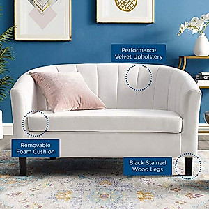 Modway Prospect Channel Tufted Upholstered Velvet Loveseat, White