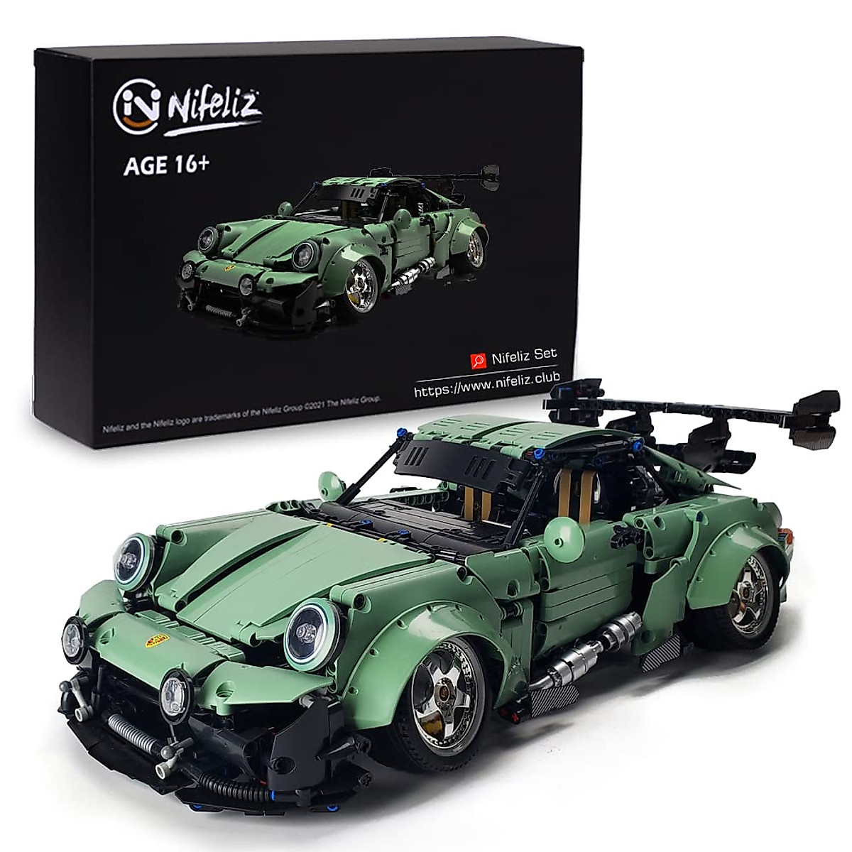 Nifeliz Pr 966 Sport car MOC Building Blocks and Construction Toy, Adult Collectible Cars Set to Build, 1:8 Scale Retro Car Model, NEW2022 (2435 Pcs)