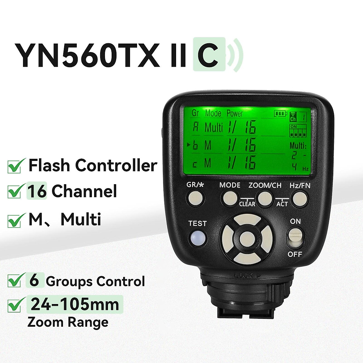 YONGNUO Upgraded YN560-TX II LCD Flash Trigger Remote Controller, for Canon and YN560IV/III YN660 with Wake-up Function for Canon Cameras