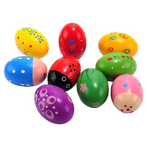 Easter Wooden Egg Shakers Maracas for Party Favors, Classroom Prize Supplies and Percussion Musical Instrument(9 PCS)