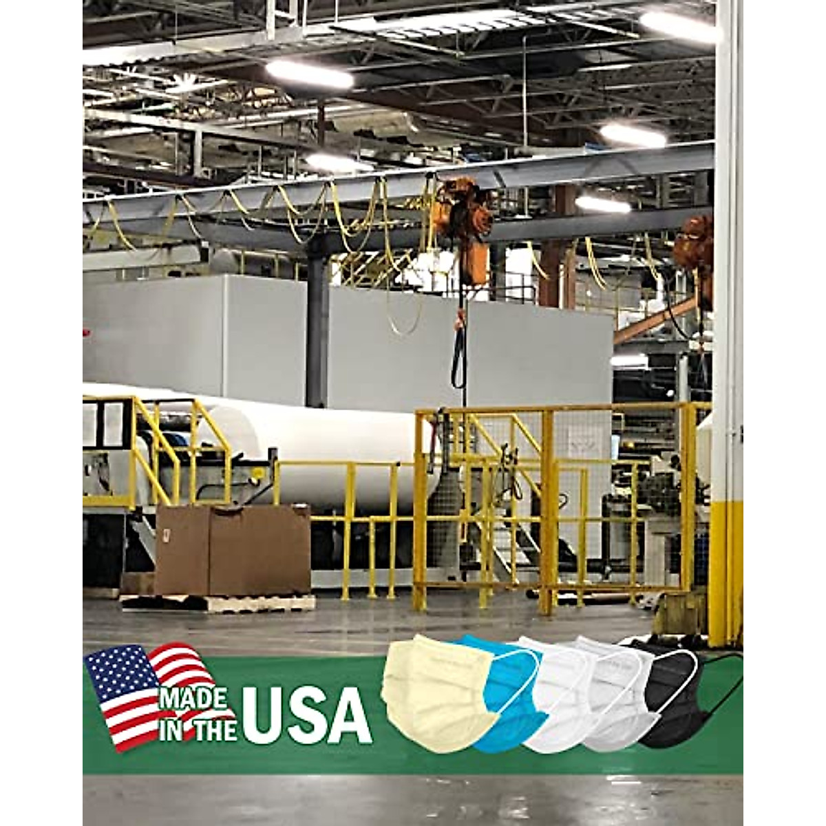 EG ECOGUARD Face Masks Disposable Made in USA, 4 Ply 5 Colored Masks Individually Wrapped Face Mask Breathable Comfortable Disposable Face Masks for Adults Men Women, 50 Pack