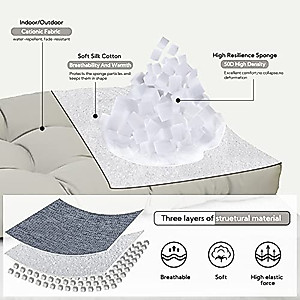 Alurzio Bench Cushion for Indoor Outdoor Furniture, 51.2X19.7Inches,1 Pack, Window Seat Cushions,Thick Patio Bench Cushion with Ties, Machine Wash and Dryer, Durable,Tufted,Light Gray