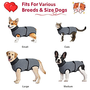 Idepet Dog Recovery Suit for Dogs After Surgery,Onesie Dogs Surgery Suit Female Male Soft Breathable Pet Bodysuit E-Collar & Cone Alternative Surgical Spay Suit Abdominal Anti Licking Wounds (M)