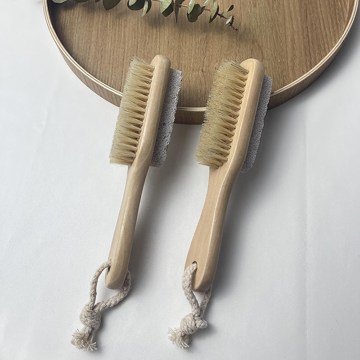 High Thyme FARMacy Pumice Stone for Feet with Natural Bristle Nail Brush - 7.25" Pumice Stone for Feet Callus Remover - Foot Pumice