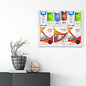 Barydat Acrylic Brochure Holder Wall Mount Plastic Magazine Display Clear Literature Rack Acrylic Pamphlet Holder Wall Mount Flyer Brochure Organizer, 3 Magazine Pockets, 6 Pamphlet Pockets