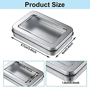 Rectangular Hinged Tins Box Metal Rectangular Empty Container Metal Storage Organizer Tins Small Metal Empty Hinged Tins Mini Portable Box Containers with Clear Window for Candies (24)