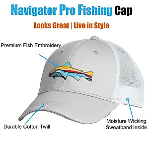 EDTREK Breathable Fishing Trucker Hats for Men and Women - Unique Fish Embroidery for Anglers (Cool Grey)