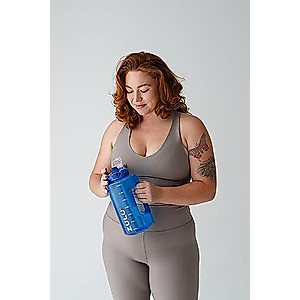 ZULU Goals 64oz Large Half Gallon Jug Water Bottle with Motivational Time Marker, Covered Straw Spout and Carrying Handle, Perfect for Gym, Home, and Sports, Royal Blue