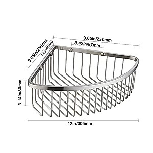 Segistan Bathroom Corner Shower Caddy Organizer, SUS304 Stainless Steel Heavy Duty Rust-Proof Bathroom Shelf Organizer Shampoo Holder, Wall Mounted Storage Rack for Bathroom Kitchen, Brushed Nickel