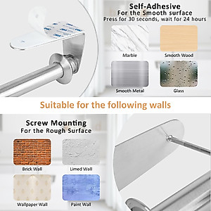 Paper Towel Holders for Kitchen - Adjustable Length Paper Towels Holder Under Cabinet,Self-Adhesive or Drill Mounting, Stainless Steel Wall Mount Towel Holder for Pantry,Sink, Bathroom (Silver)