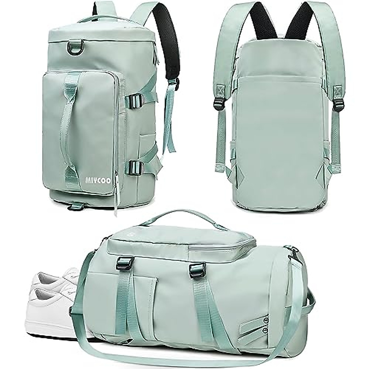 MIYCOO Gym Bag for Women and Men Sports Duffle Bag Travel Backpack Weekender Overnight Bag with Shoes Compartment Green