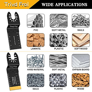 Trivd Frol 50PCS Oscillating Saw Blades, Professional Universal Titanium Multitool Blades for Wood Plastics Metal, Quick Release Multi Tool Blades Kits Fit Dewalt Ryobi Milwaukee Rockwell Fein
