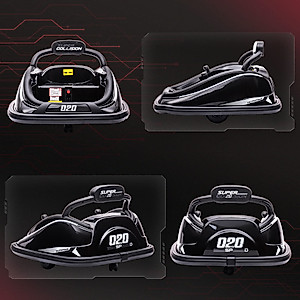 Aosom 12V Toddler Bumper Car with Remote Control, 360° Rotation Kids Electric Ride-On Toy, Twins Motor, Colorful LED Lights, 3 Songs, for Boys and Girls, Black