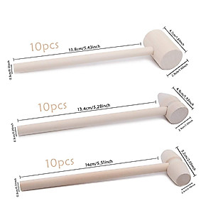 30 Pcs Mini Wooden Hammers,Wood Crab Lobster Mallets Pounding Toy Cracking Seafood Chocolate Beating Gavel Toys for Kids
