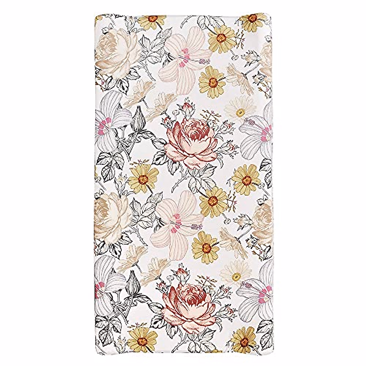 Baby Floral Diaper Changing Pad Cover Cradle Mattress Sheets, Infant Stretchy Fabric Changing Table Cover Changing Mat Cover Baby Nursery Diaper Changing Pad Sheets (Floral)