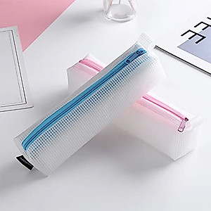 WOLUNSI Plastic Pen Bag Pencil Case Makeup Tool Bag Storage Pouch Purse 4 Colors/ Package