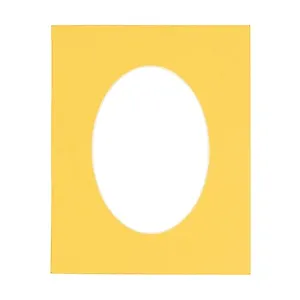 8.5x11 Mat Bevel Cut for 6x9 Photos - Precut Chamois Yellow Oval Shaped Photo Mat Board Opening - Acid Free Matte to Protect Your Pictures - Bevel Cut for Family Photos, Pack of 1 Matboard Show Kit
