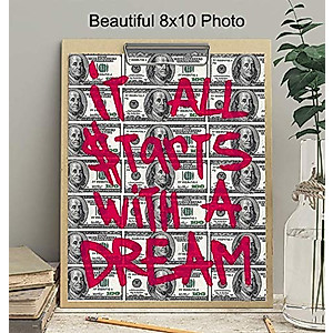 Office Wall Art, Home Decor - Motivational 8x10 Poster Print in Graffiti, Street Art, Mural Style - Unique Room Decorations and Gift for Entrepreneur - Unframed Photo