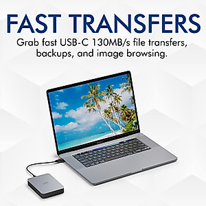 LaCie Mobile Drive, 2TB, External Hard Drive Portable - Moon Silver, USB-C 3.2, for PC and Mac, Post-Consumer Recycled, with Adobe All Apps Plan (STLP2000400)