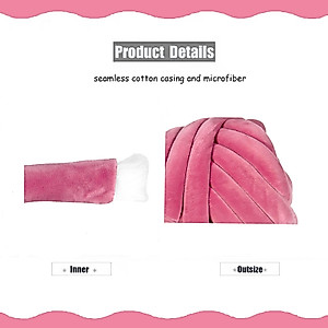 Super Soft Velvet Bulky Tube Yarn for Hand Knitting Blanket for Braided Knot, Giant Arm Knitting Yarn for Knitting Throw Rugs Pillow(Dark Pink 0.55lb)