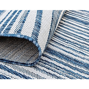 Unique Loom Outdoor Modern Collection Area Rug - Pool (6' 1" x 9' Rectangle, Blue/ Ivory)