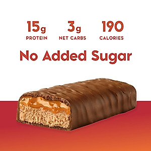 Nick's Protein Bars Chocolate Caramel | 15g protein | 190 calories | Low Carb Keto Friendly Snacks No Added Sugar (Multipack 12 bars x 50g)