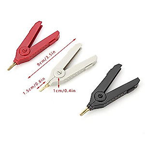 Alligator Clips, P2004 3Pcs Copper Gold Plated LCR Kelvin Test Clip 20A