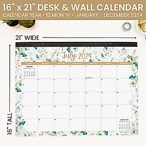 bloom daily planners 2024 Desk Calendar - 21" x 16" Large Monthly Organizer Pad with Stickers (January 2024 - December 2024) Desktop Blotter - Greenery