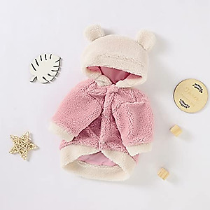 Dog Hoodie Sweaters with hat Puppy Coats with Hooded Winter Lamb Wool Warm Clothes Coat for Small Medium Dogs Clothes Apparel Pink XL