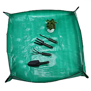 DOMG 39 x 39 Inches Plant Repotting Mat Waterproof Foldable Succulent Plant Transplanting Tarp Square Portable Indoor Gardening Mat Potting Tarp, Green