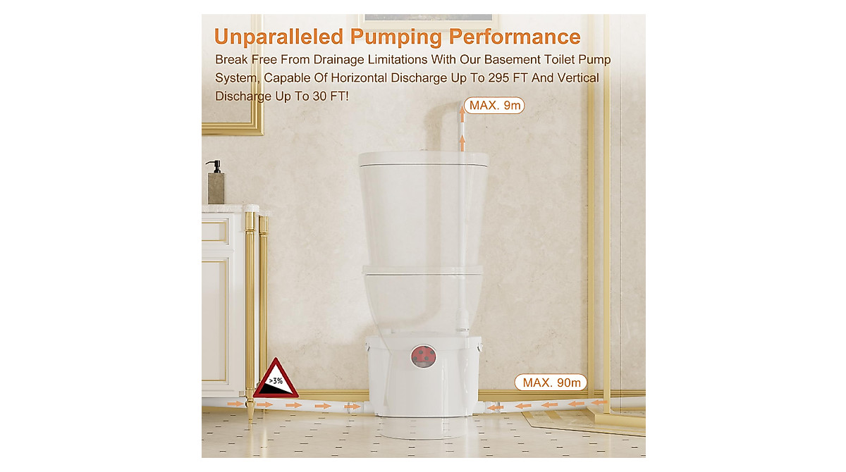 Simple Project 19" Tall Macerating Toilet for Seniors