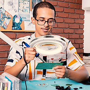 Brightech LightView Pro Magnifying Desk Lamp, 2.25x Light Magnifier with Clamp, Adjustable Magnifying Glass with Light for Crafts, Reading, Close Work - White