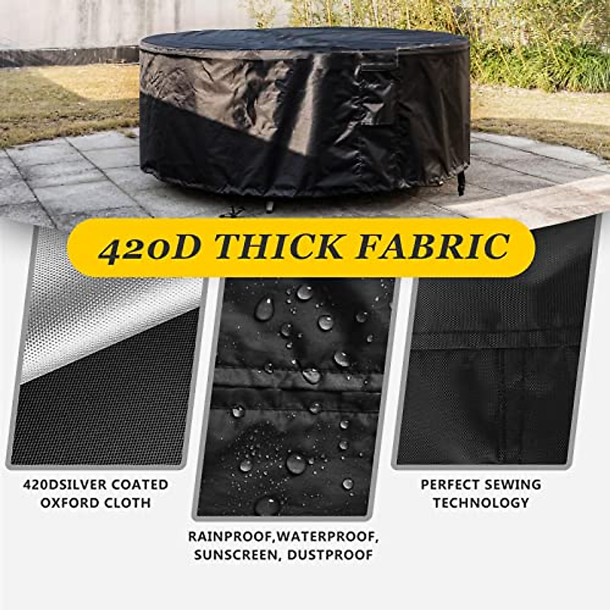 SELUGOVE Patio Furniture Covers, 110inch Round Bar Height Table and Chair Cover, Anti-Fading Cover for Outdoor Furniture Set, UV Resistant