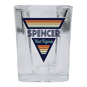 R and R Imports Spencer West Virginia 2 Ounce Square Base Liquor Shot Glass Retro Design