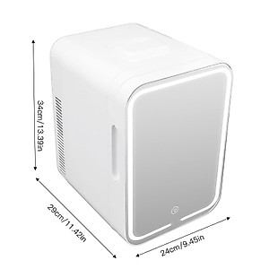 Mini Beauty Fridge, 10 Liters Beverage Refrigerator, Portable Beauty Freezer for Skincare, Breast Milk, Snacks, Medications and Beverage, Cooling and Heating, Mirrored Door