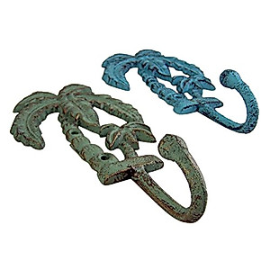 K-Musculo Palm Tree Cast Iron Wall Hooks 8 Inch (Set of 2)