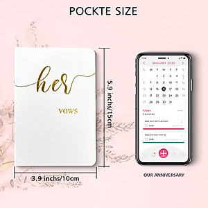 HANVOWS Vow Books His and Hers,Wedding Vow Books with Silver Foil Lettering,5.9"x3.9" Black and White Book Bride and Groom Booklet Notebook for Wedding Ceremony,Engagement Wedding Essentials Gift