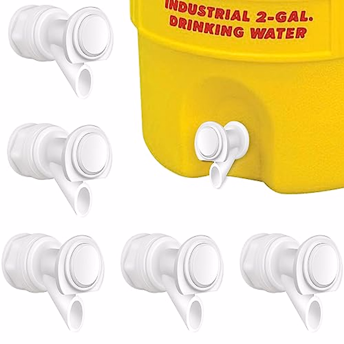 3Pcs Push Button Water Spigot Cooler Spigot Replacement, Reusable Water Spigot Compatible with Igloo 2, 3, 5, and 10 Gallon Water Cooler, Durable Spigot for 5 Gallon Bucket (White)