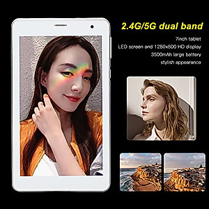 Heayzoki 7 Inch HD Tablet for Kids Adults,Dual Band WiFi Tablet,8 Core 2G 32G RAM,Supports up to 128G Storage,TF Card,with 3500 mAh Large Capacity Battery((Blue US Plug))