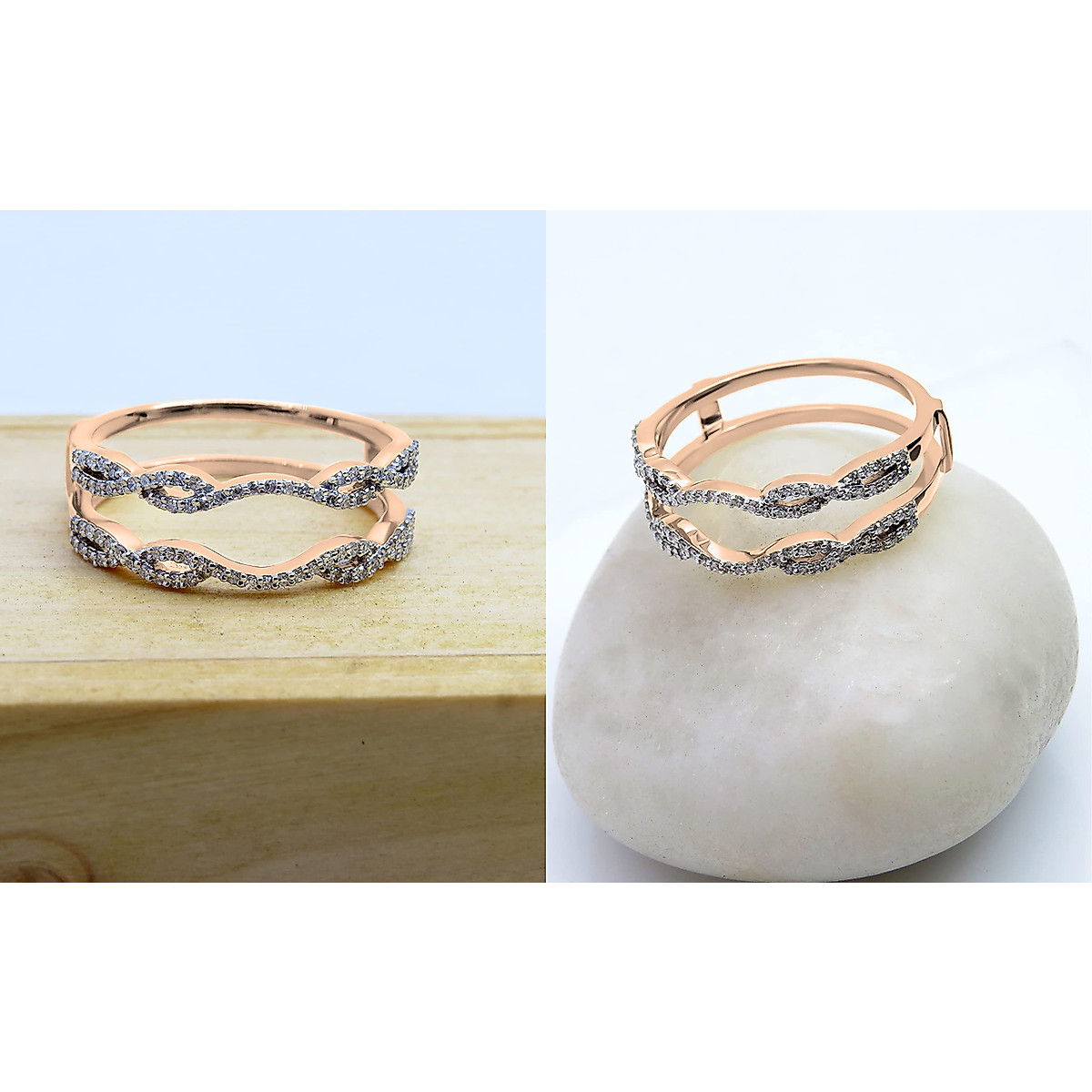 Dazzlingrock Collection 0.35 Carat (ctw) Round White Diamond Double Enhancer Wedding Ring in 10K Rose Gold Size 6