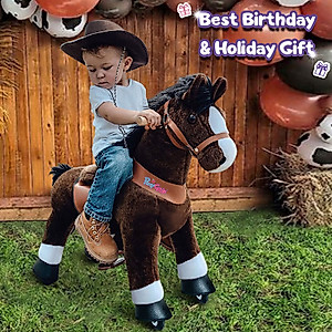 PonyCycle Ride on Horse Toy for Toddlers Classic Model U (with Brake/ 30" Height/Size 3 for Age 3-5) Riding Horse Toy Chocolate Brown Ux321