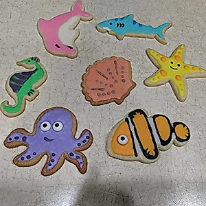 LUBTOSMN Under the Sea Creatures Cookie Cutter Set-3 inches-7 Piece-Shark, Seastar, Seashell, Seahorse, Whale, Octopus, Fish Cookie Cutters Molds for Kids Birthday Party Supplies Favors.