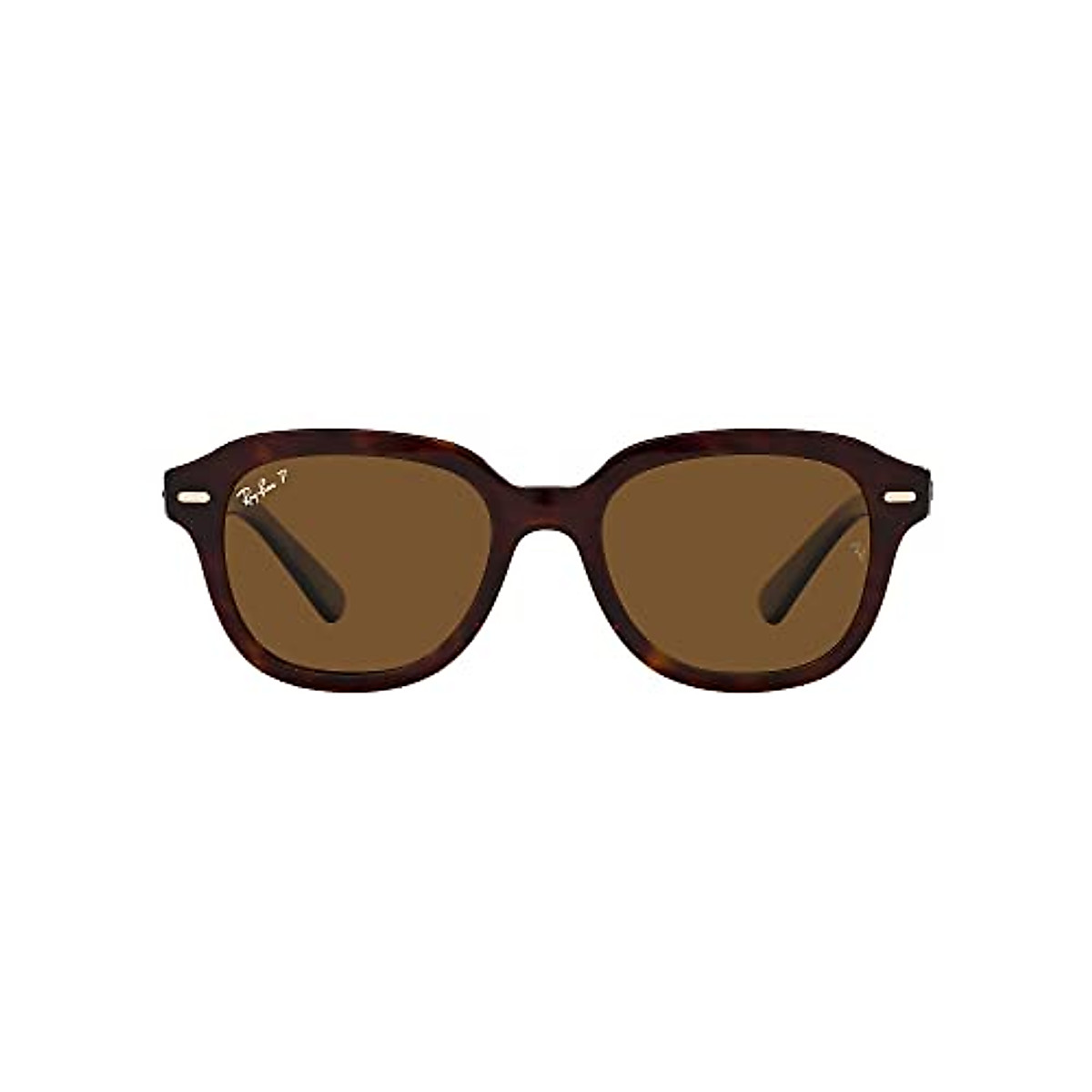Ray-Ban RB4398F Erik Low Bridge Fit Square Sunglasses, Havana/Polarized Brown, 53 mm