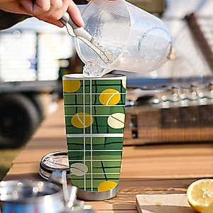 FOCIUZTA Cartoon Tennis Ball Pattern 20oz Tumbler with Lid, Travel Coffee Cup, Ideal for Easter, Gaming Enthusiast, Mother Day, and Birthday Gifts