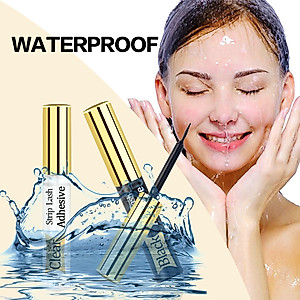 Clear Eyelash Glue for False Lashes,Waterproof Eye Lash Glue Suitable for Sensitive Eyes,Latex-Free,Super Strong Hold Lash Adhesive 0.176oz(Clear)