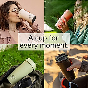 bioGo 16oz To Go Coffee Cups Reusable - Perfect Size Travel Coffee Cup with Lid, Lightweight & Sturdy - Keeps Coffee Hot, Microwave & Dishwasher Safe Travel Mug - Ideal for Work & Driving (Pink)