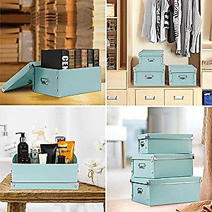 SEEKIND Foldable Storage Box with Lids and Handles Decorative, 3 in 1 Set, Multiple Size Plastic Box for Clothes, Toys, Cosmetic, Books …