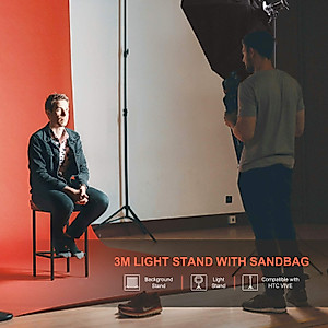 Neewer Light Stands 10 Feet/3 Meters, Pro Heavy Duty Spring Cushioned, All Metal Locking Collars, Set of 2 (Black Finish) with Carry Bags and Sandbags for Photo Video Photography HTC Vive, etc