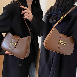 Sanxiner Classic Shoulder Bag,Retro Small Purse,Tote Bag for Women with Zipper Closure (1-Khaki)